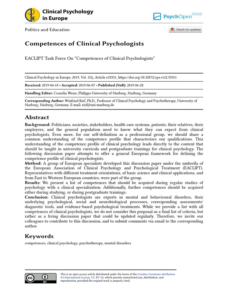 Eaclipt Cpe 2019 | PDF | Clinical Psychology | Psychology