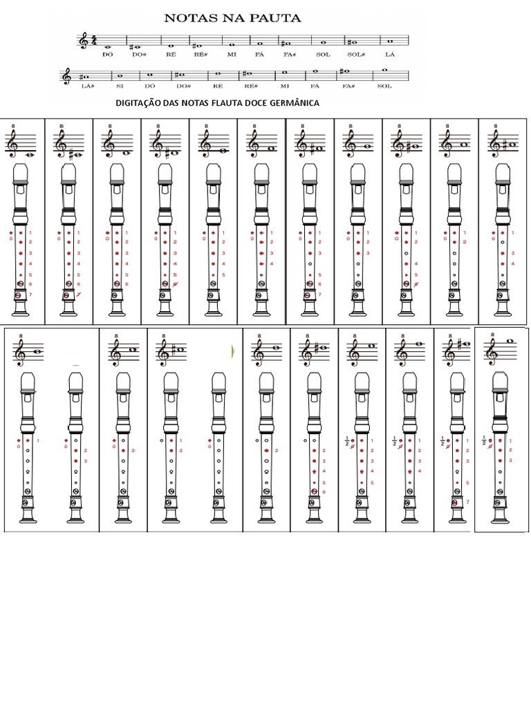 Digitação Das Notas Flauta Doce Germânica2 | PDF