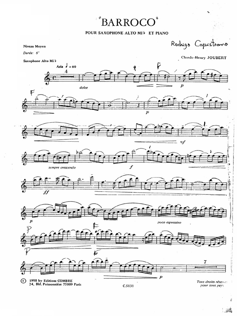 JOUBERT - Barroco Pour Saxophone Alto Et Piano | PDF