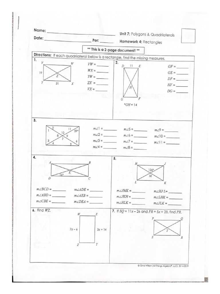 Rectangles Squares Rhombi HW | PDF