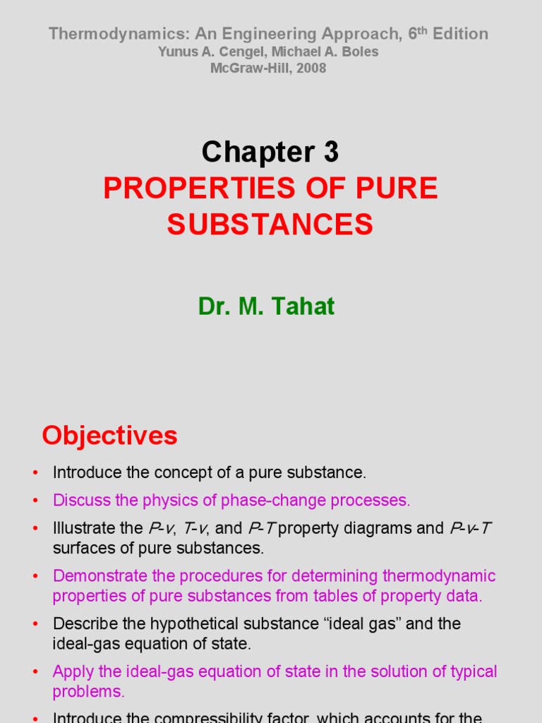Thermodynamic Properties and Phase Change Processes of Pure Substances | PDF | Gases | Latent Heat