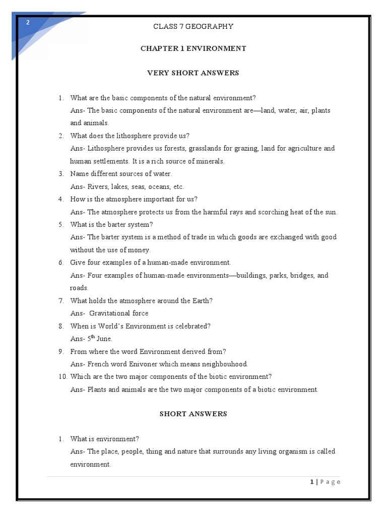 Class 7 Ch. 1 Geo | Download Free PDF | Natural Environment | Earth