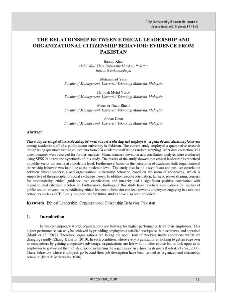 The Relationship Between Ethical Leadership and Organizational ...