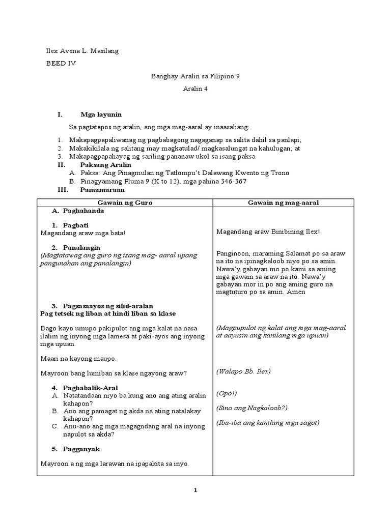 Banghay Aralin MARCH II | PDF