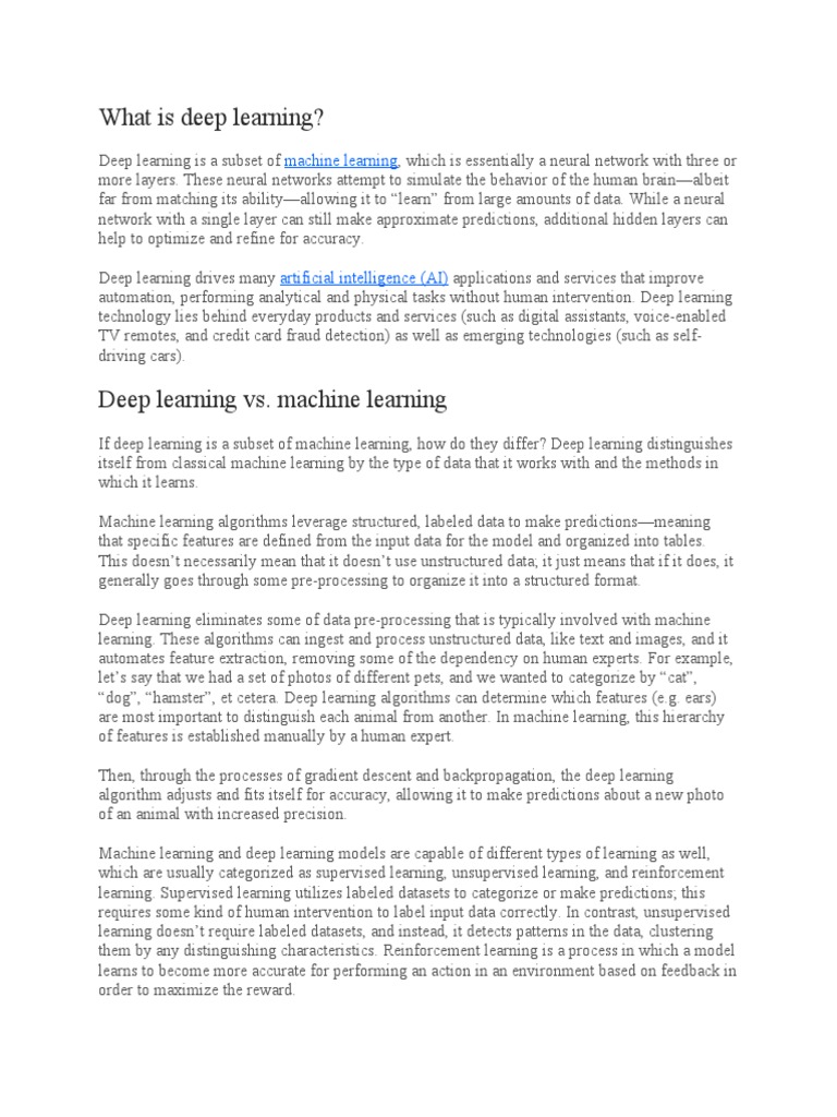 What Is Deep Learning | PDF | Deep Learning | Machine Learning What Is Deep Learning | PDF | Deep Learning | Machine Learning