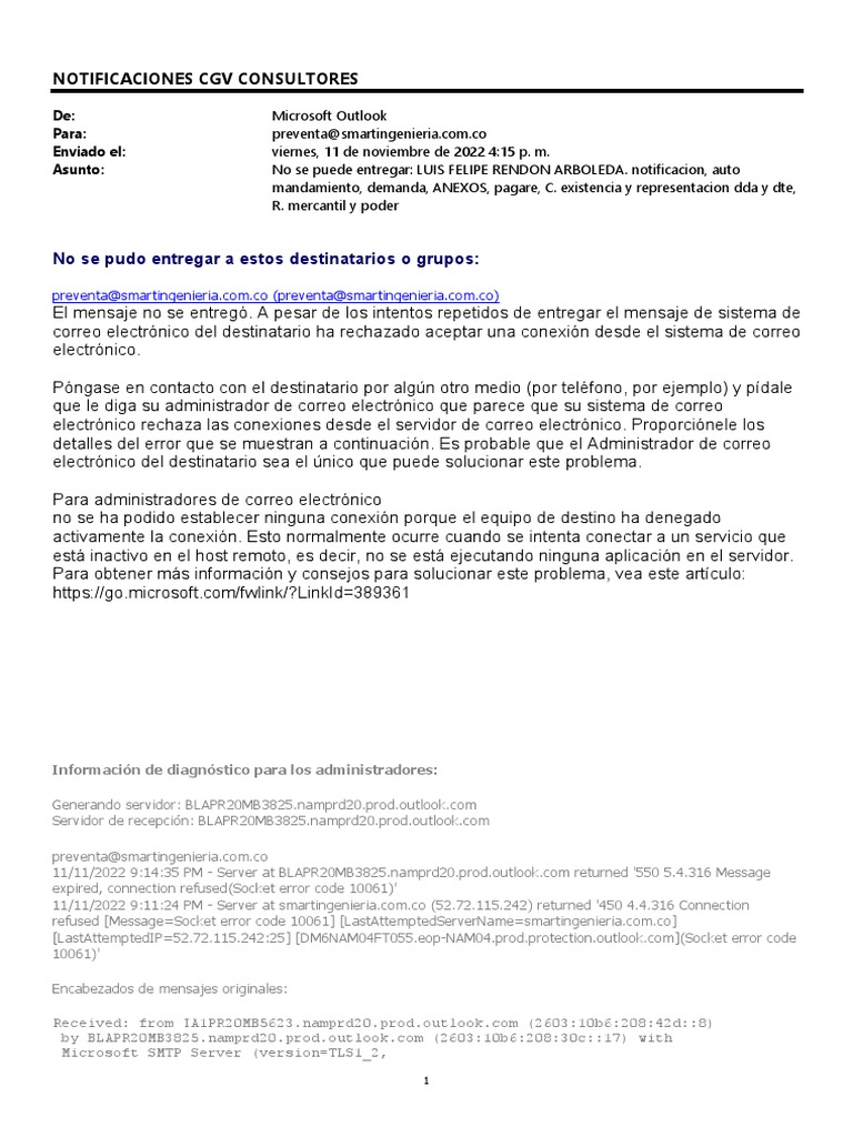 Luis Felipe Rendon Arboleda Notificacion Negativa | PDF | Colombia ...