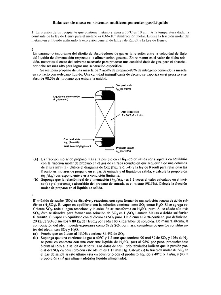 Balances de masa en sistemas multicomponentes GL | PDF