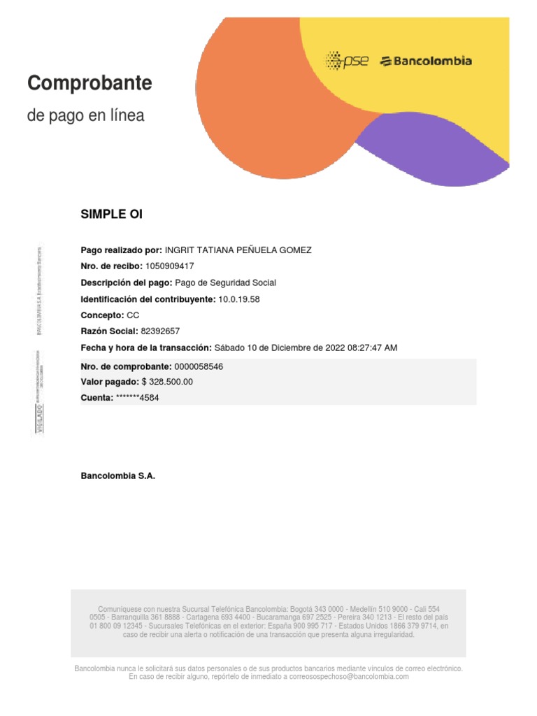 Comprobante de Pago en Linea | PDF