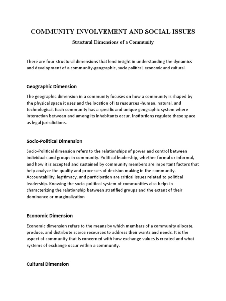 Community Involvement and Social Issues - 1 | PDF | Community | Leadership