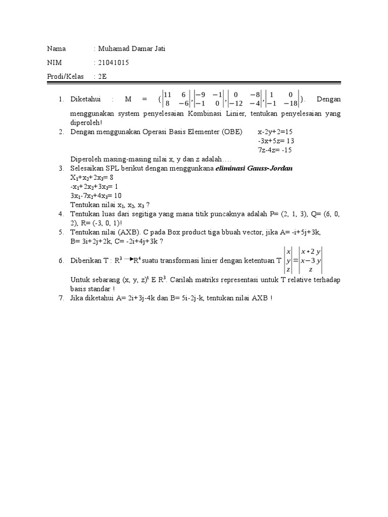 Muhamad Damar Jati (Soal Dan Jawaban) | PDF