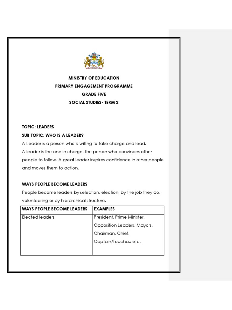 Grade 5 Social Studies Term 2 | PDF