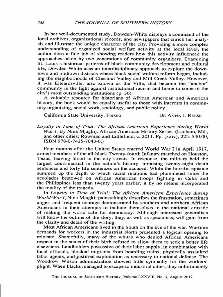 The African American Experience During World War I | PDF