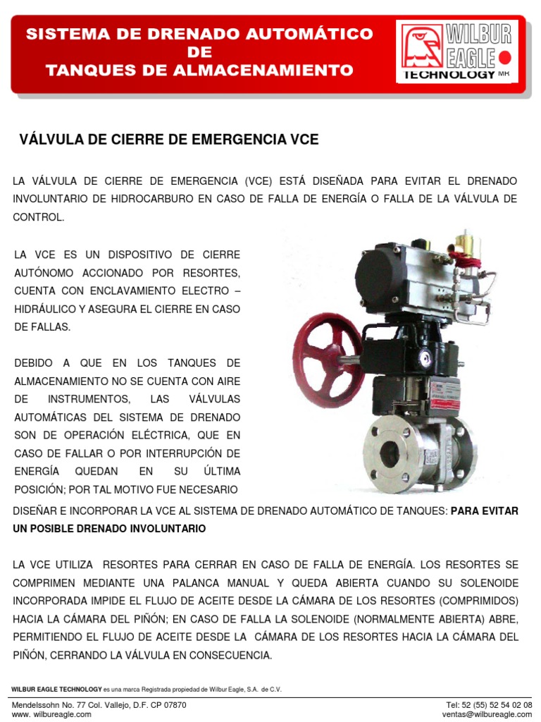 Valvula de Cierre de Emergencia VCE | PDF | Ingeniería mecánica | Bienes manufacturados