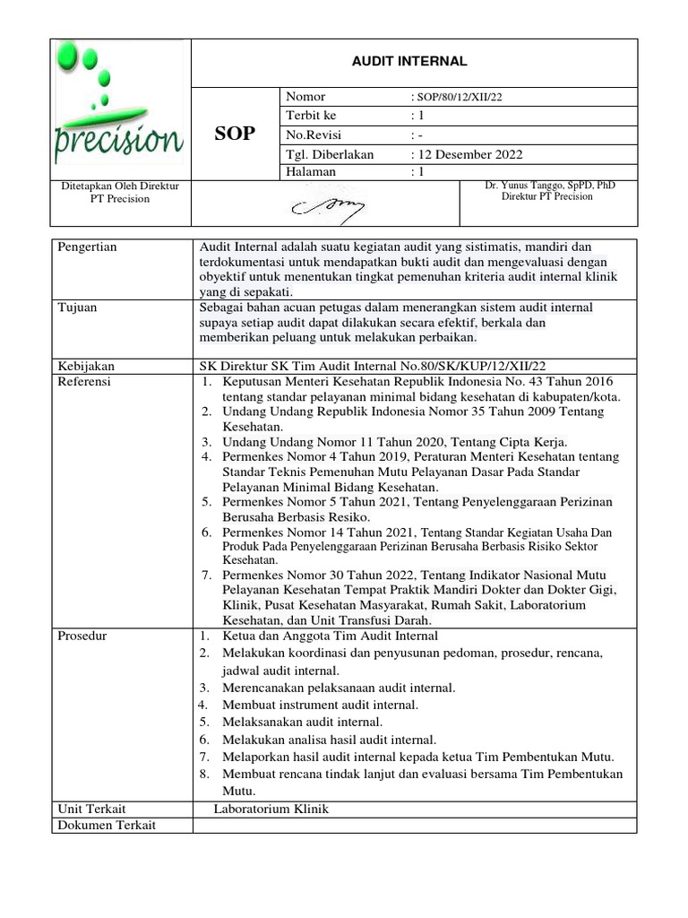SOP TIM Audit Internal | PDF
