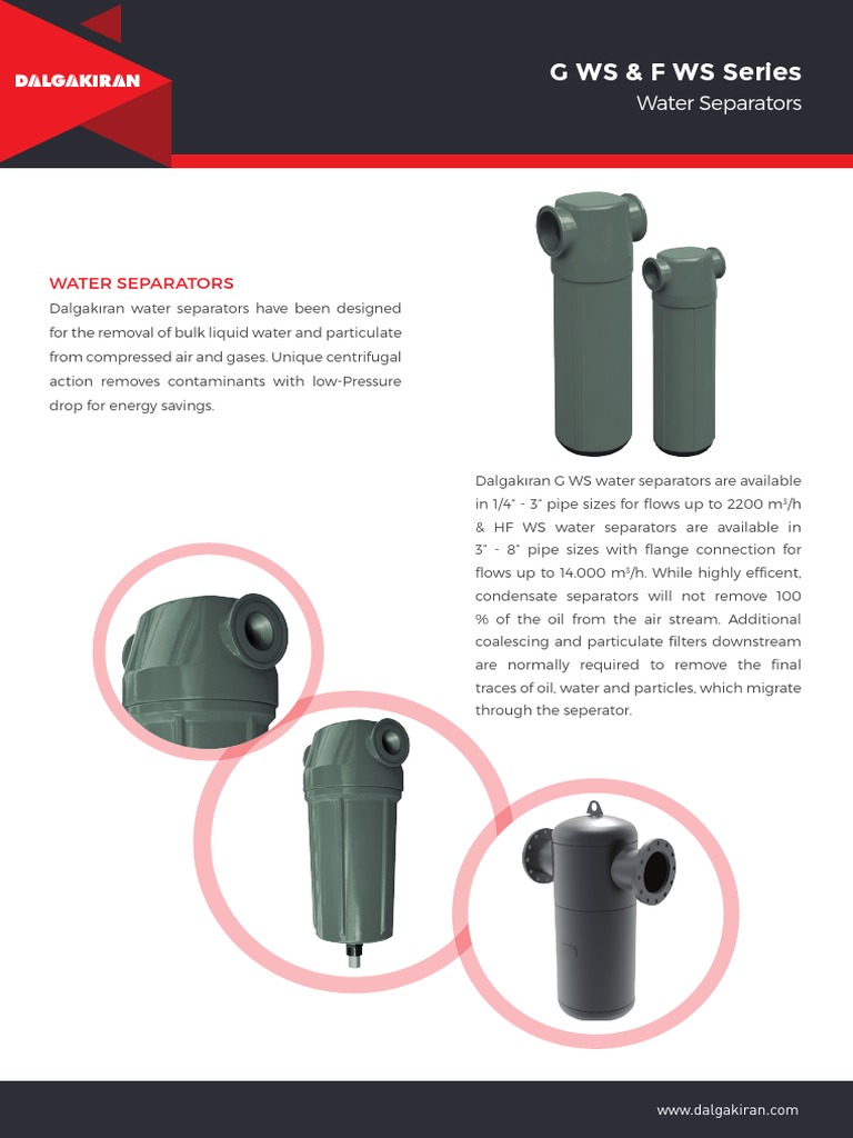 G WS & F WS Series: Water Separators | PDF | Gas Technologies | Manufactured Goods