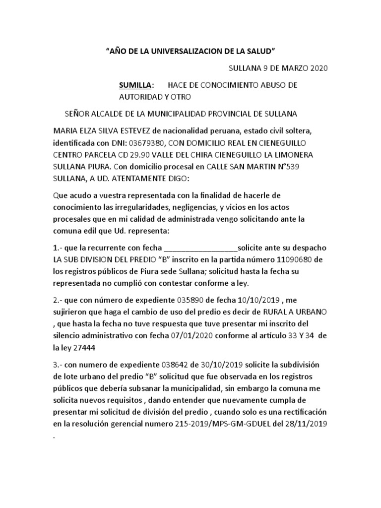 Abuso de Autoridad MARIA ELZA SILVA | PDF