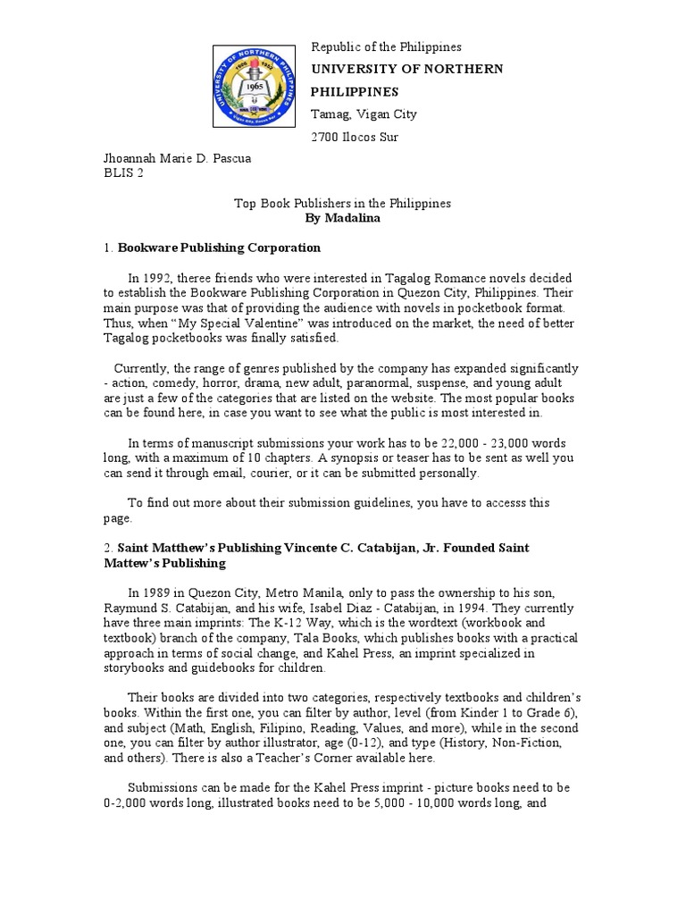 Pascia, Jhoannah Marie D. (BLIS II) LIS 103 - Activity (12.15.21) | PDF | Philippines | Books