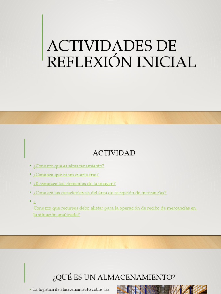 Actividades de Reflexión Inicial | Descargar gratis PDF | Logística