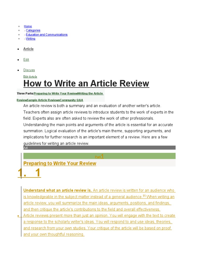 How to Write an Article Review Guide | PDF | Argument | Expert