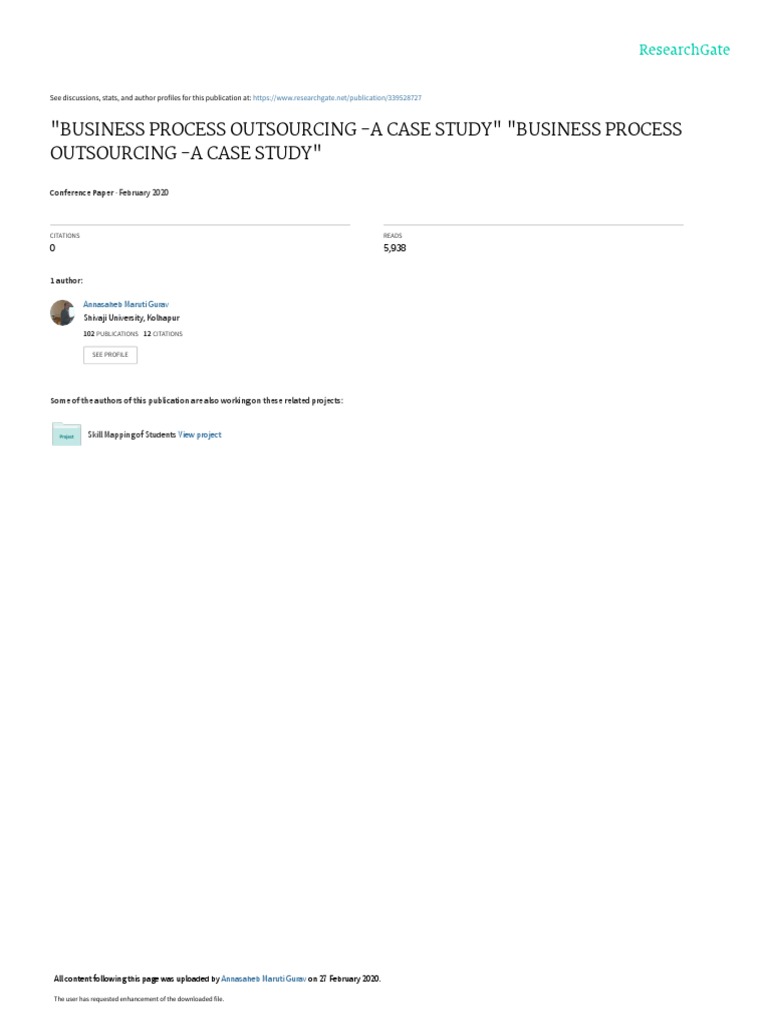 16 Business Process Outsourcing A Case Study | PDF | Outsourcing ...