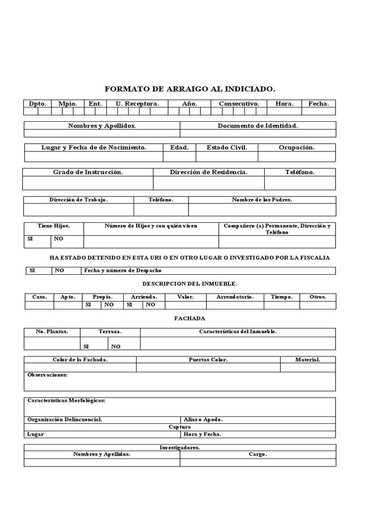 Formato de Arraigo 1 | PDF