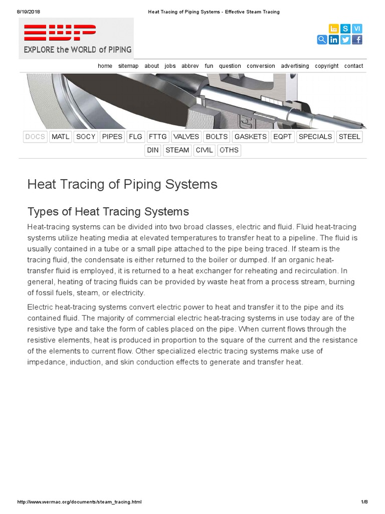 Heat Tracing of Piping Systems - Effective Steam Tracing | PDF | Pipe ...