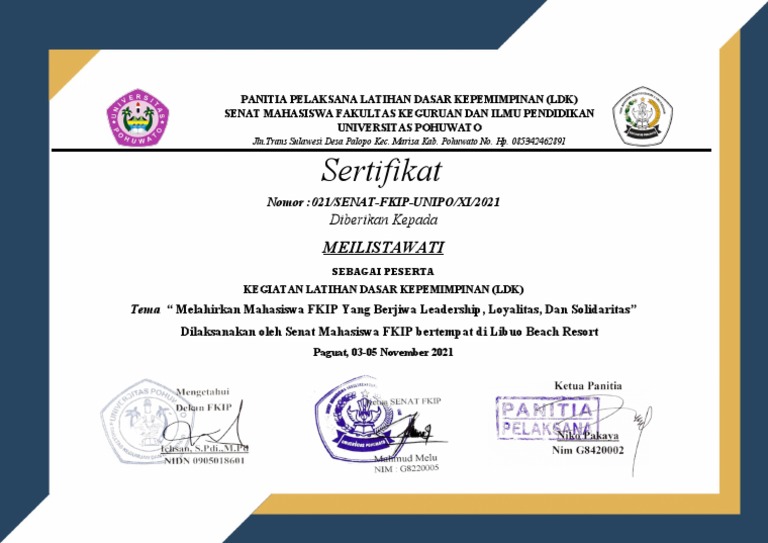 Sertifikat LDK HMJ Ibu Winda | PDF | Bisnis | Kesehatan Holistik