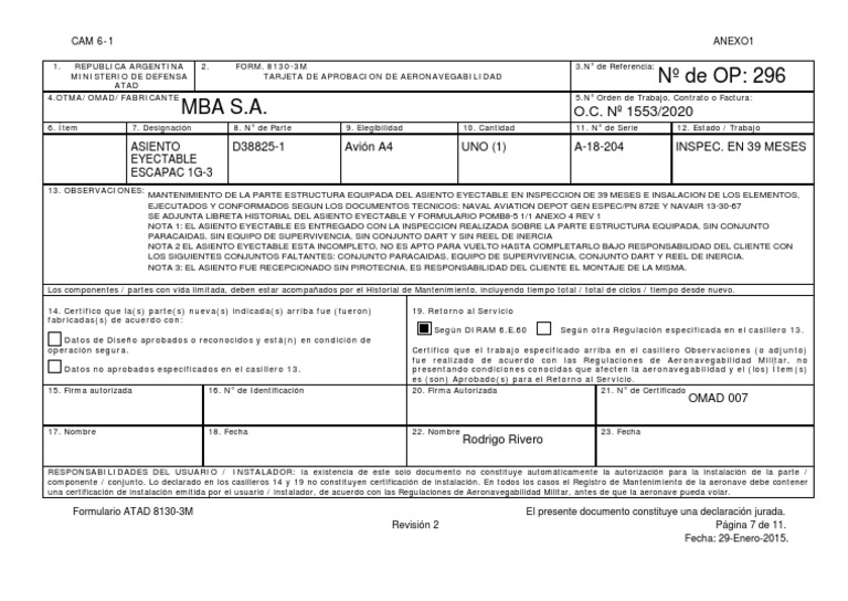 Form-8130-3M-ESCAPCA A18204 | PDF | Aviación | Aeronave