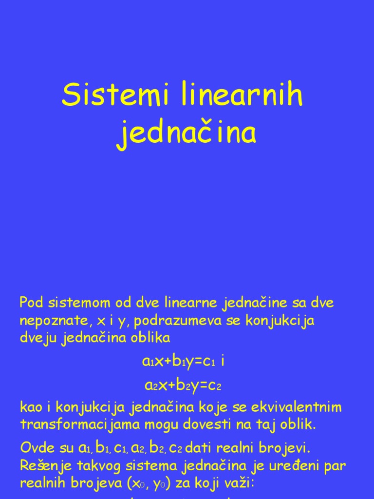 48 Sistemi Linearnih Jednacina Ognjanovic Zarkov | PDF