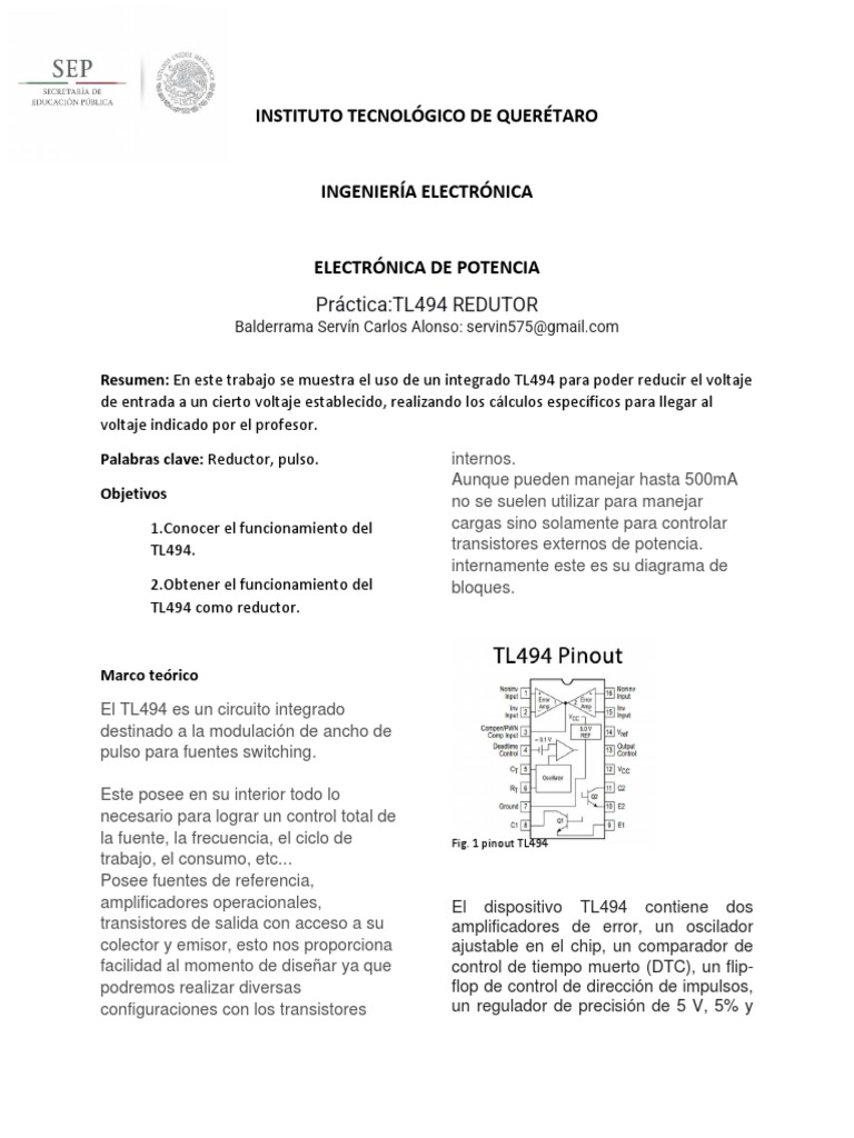 Reductor Con TL494 | PDF | Transistor | Circuito integrado