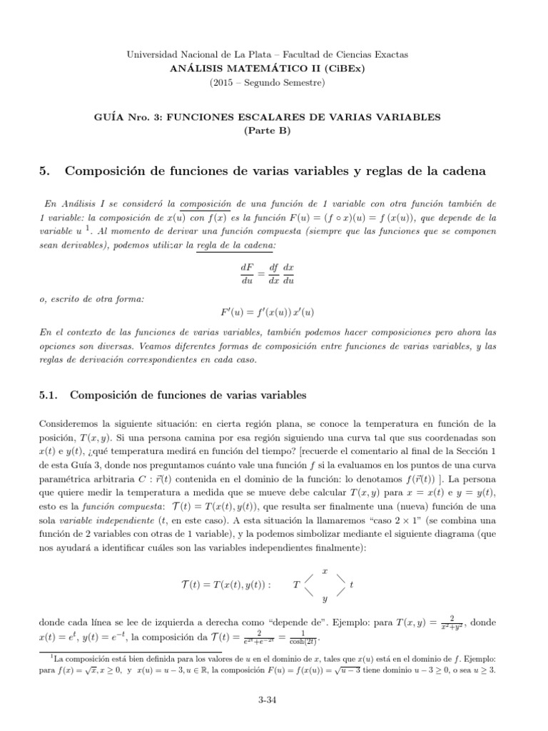 Composici On de Funciones de Varias Variables y Reglas de La Cadena | PDF | Vector Euclidiano ...