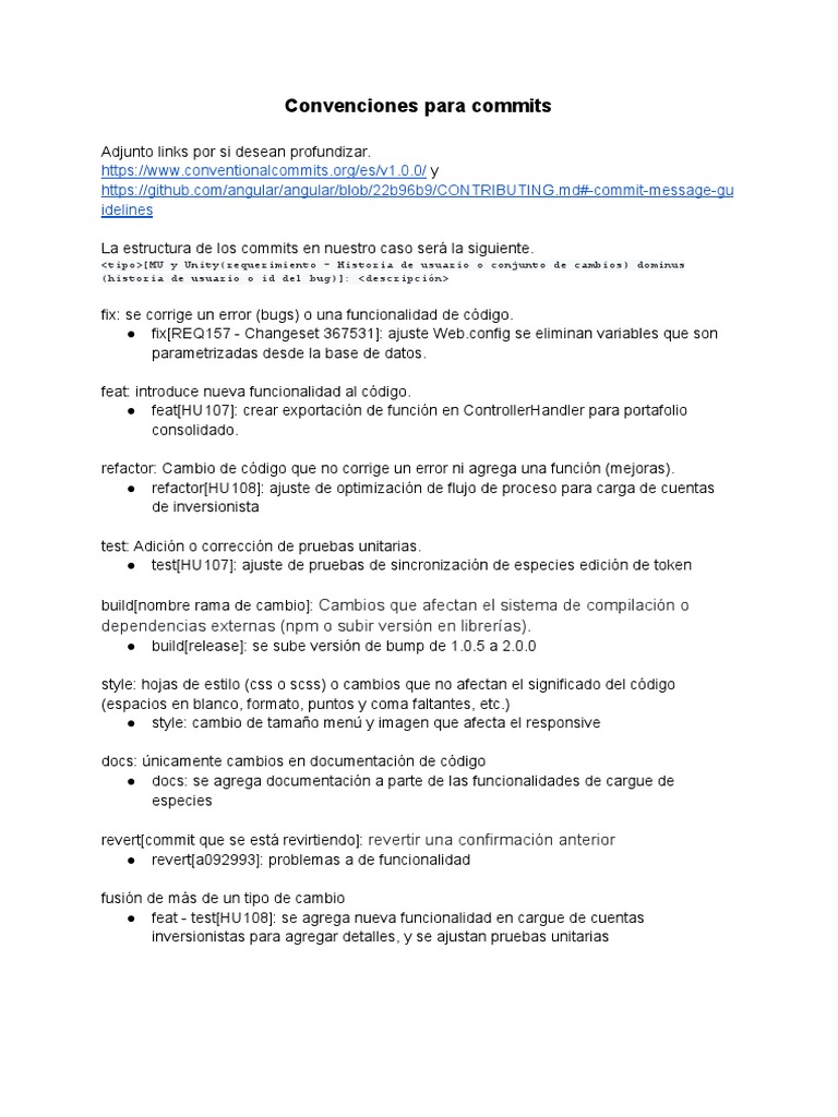 Convenciones para Commits | PDF