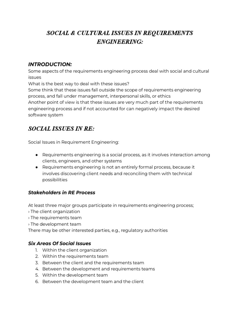 Social & Cultural Issues in RE | PDF | Engineering | Information