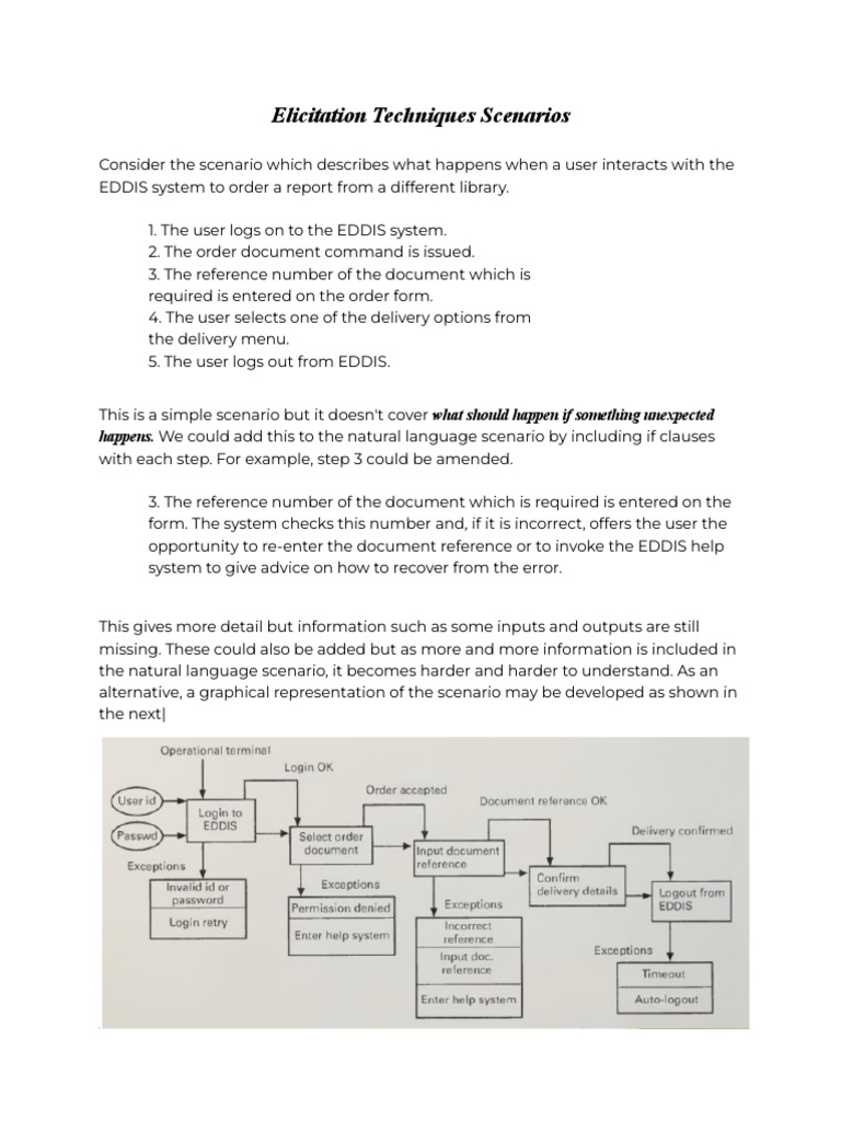 Elicitation Techniques Scenarios | PDF