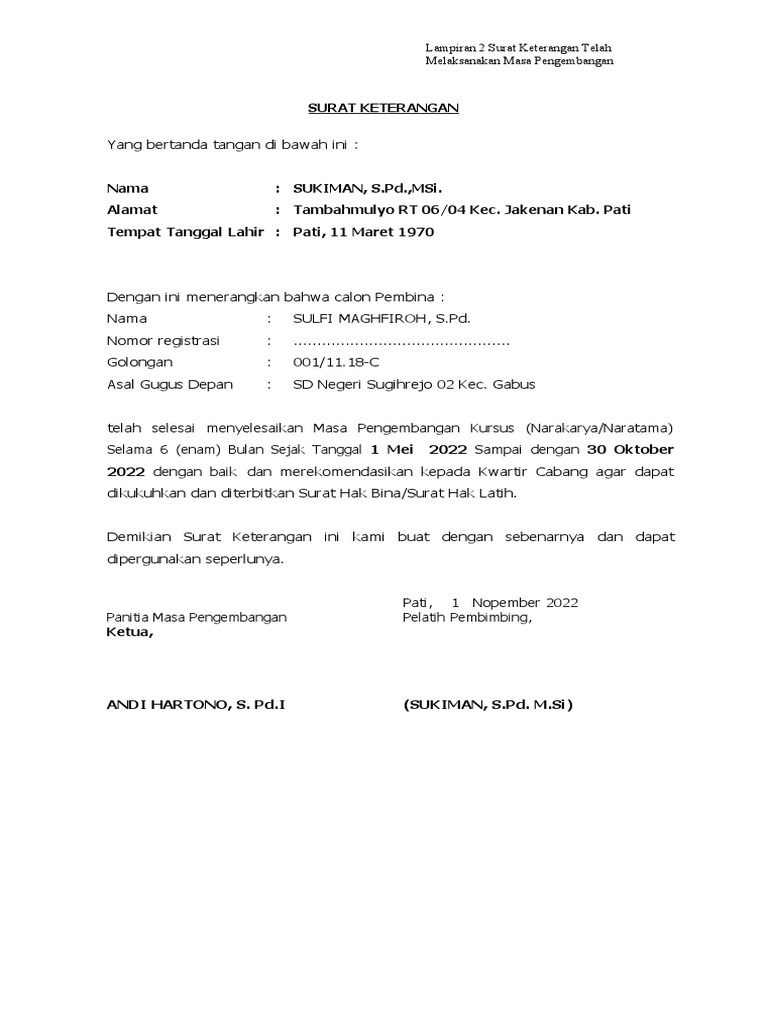 Sulfi Maghfiroh - Surat Keterangan Telah Nara | PDF