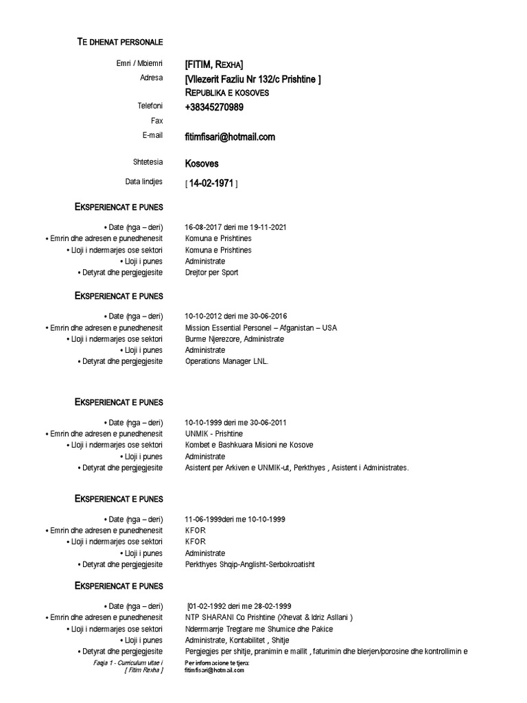 CV Shqip FR | PDF