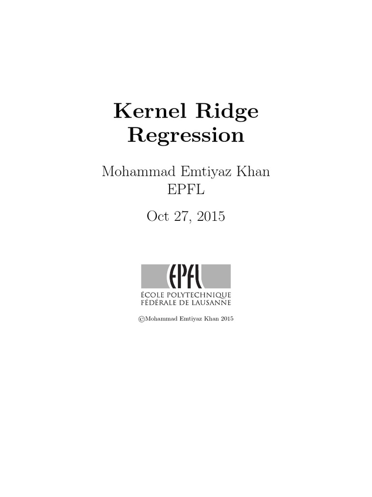 Kernel Ridge Regression | PDF | Mathematical Optimization | Mathematical Concepts