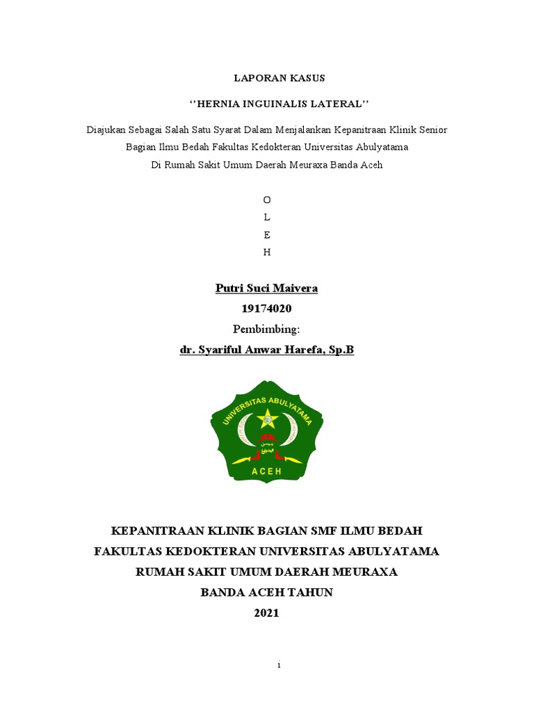 Lapkas Hernia Putri Suci Maivera (Fix) | PDF | Kesehatan Holistik