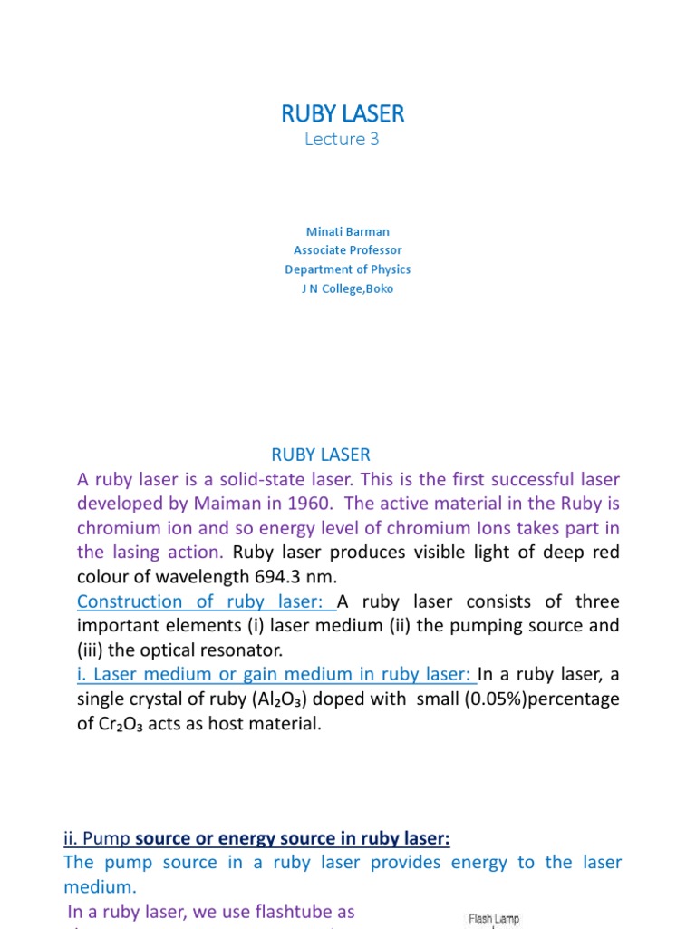 Ruby Laser | PDF | Laser | Energy Level