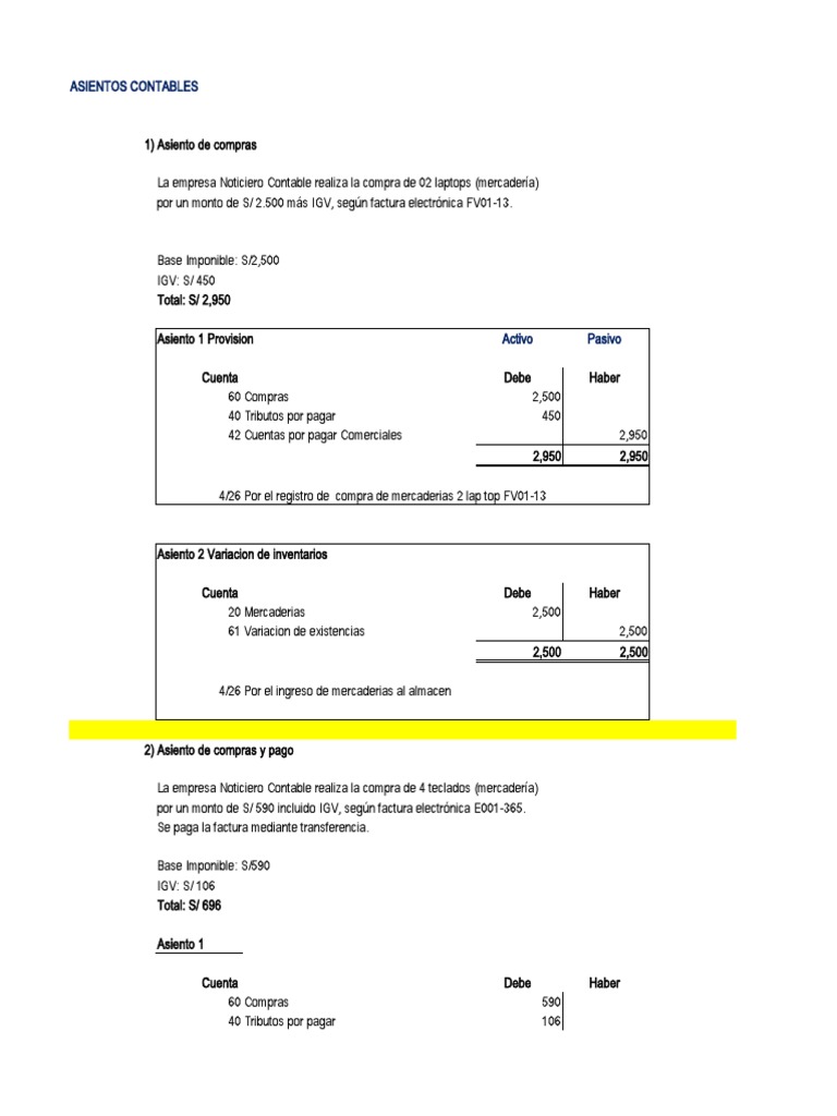 1.asientos Contables Compras - Resueltos | PDF | Contabilidad | Business