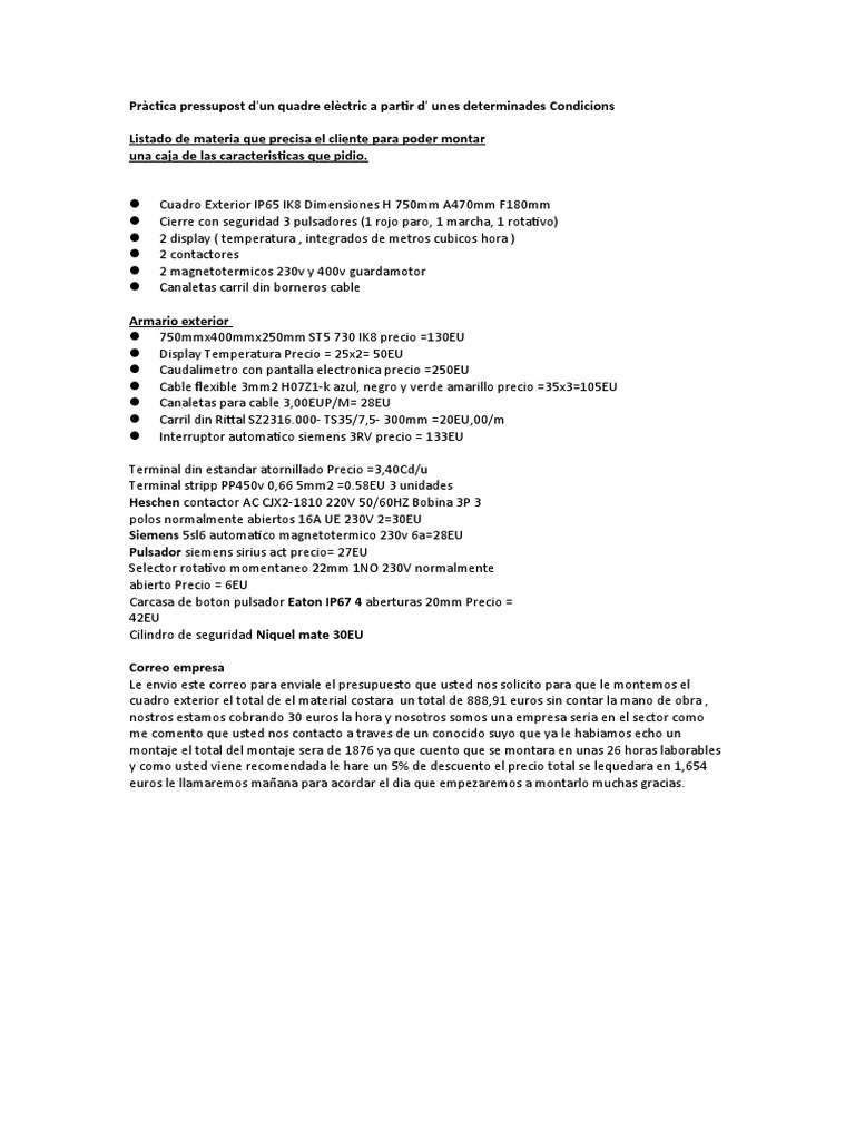 Pràctica Pressupost | PDF