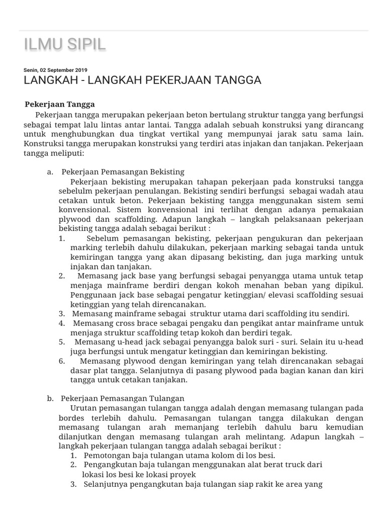 Ilmu Sipil - Langkah - Langkah Pekerjaan Tangga | PDF