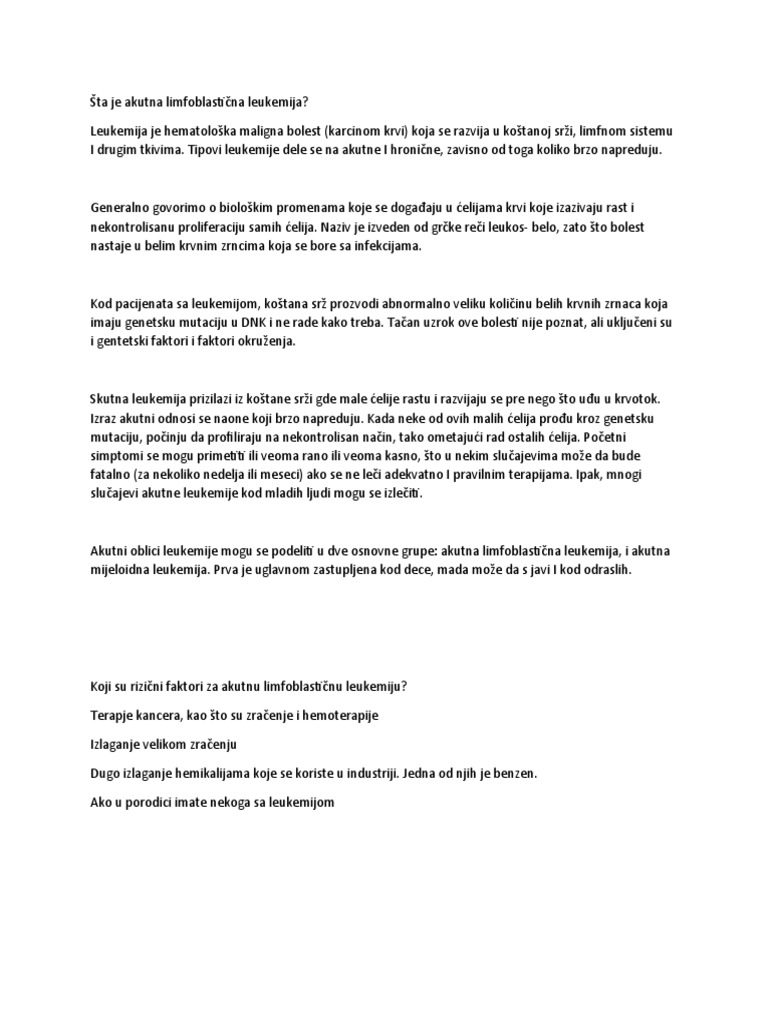 Akutna Limfoblastična Leukemija | PDF