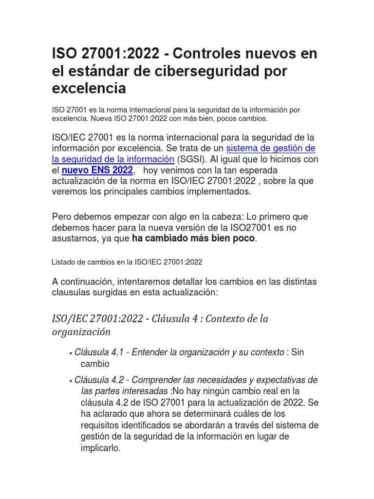 Iso 27001 | PDF | Seguridad de información | Organización internacional ...