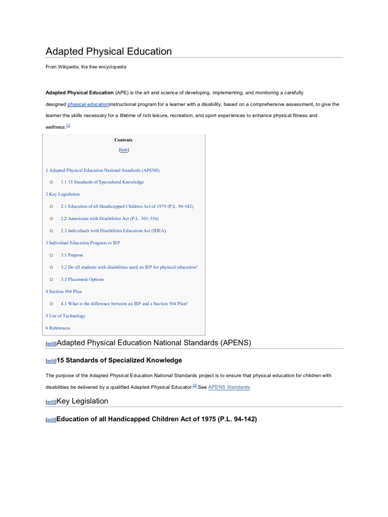 Adapted Physical Education | PDF | Disability | Quality Of Life