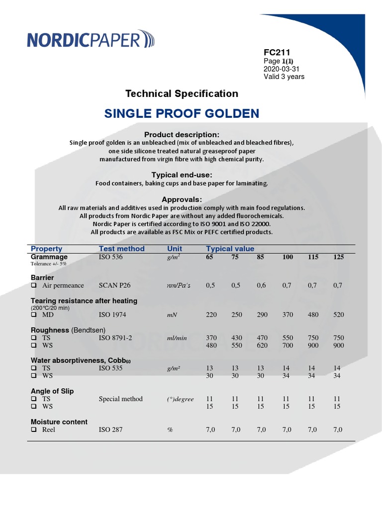 FC211 Single Proof Golden | PDF | Paper | Materials