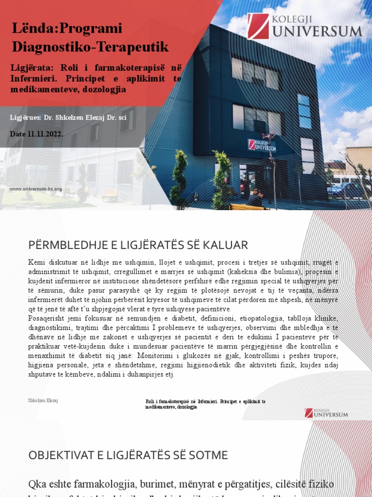 Ligjerata e 4 Programi Diagnostik Terapeutik Farmakologjia | PDF