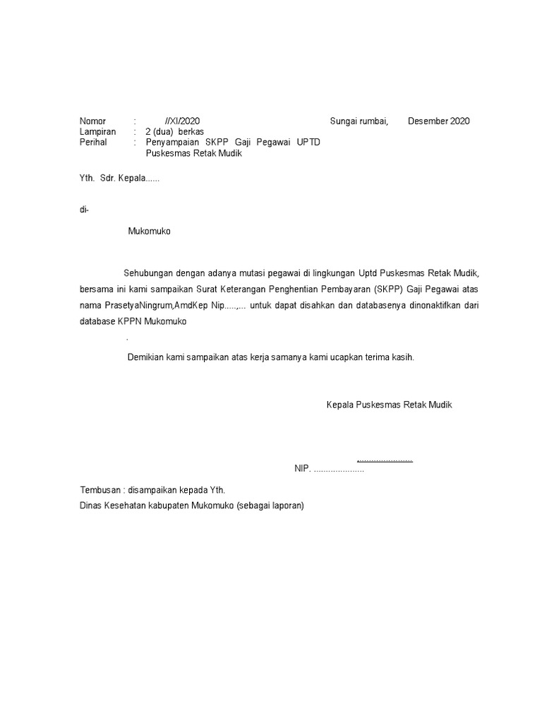 Contoh Surat SKPP Gaji Pegawai | PDF