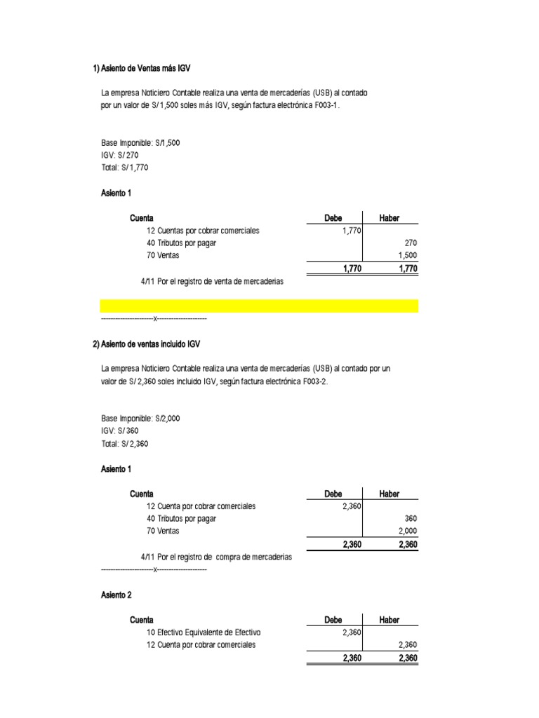 2.asientos Contables Ventas - Resueltos | PDF