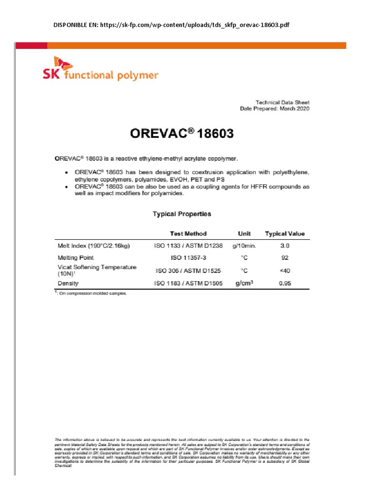 Orevac Product Specifications | PDF